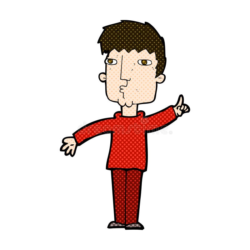 Comic Cartoon Man Raising Point Stock Illustration - Illustration of ...