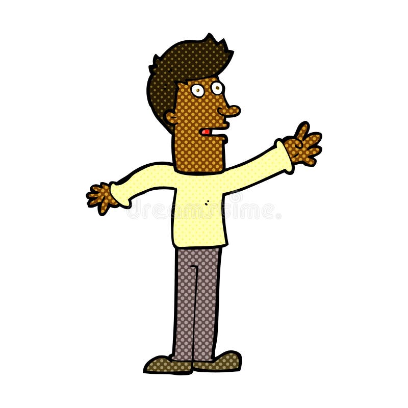 Comic cartoon man reaching stock illustration. Illustration of ...