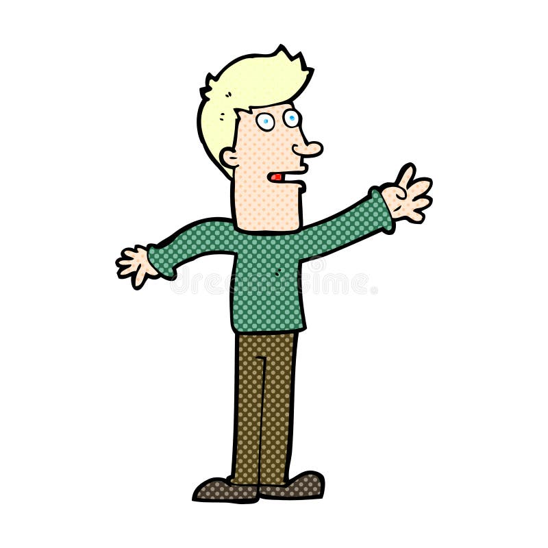 Comic cartoon man reaching stock illustration. Illustration of drawing ...