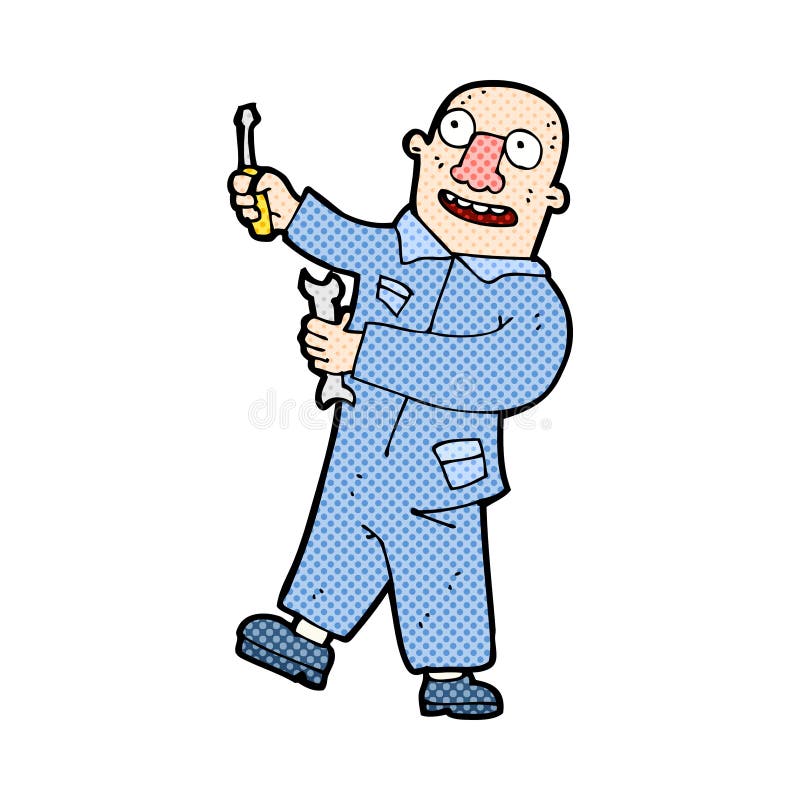 Comic cartoon mechanic stock illustration. Illustration of design ...