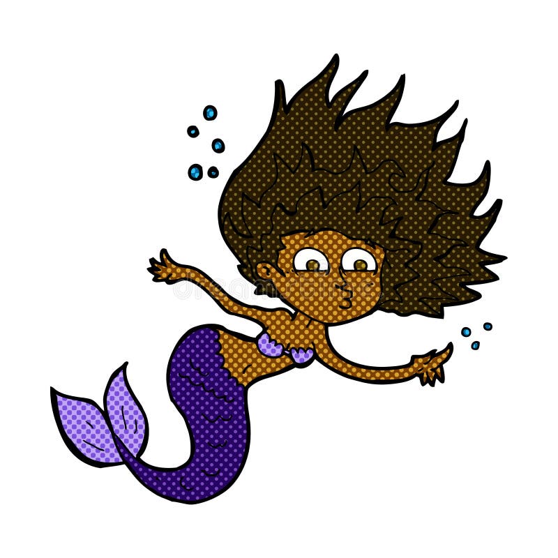 Comic cartoon mermaid stock illustration. Illustration of print - 52877952