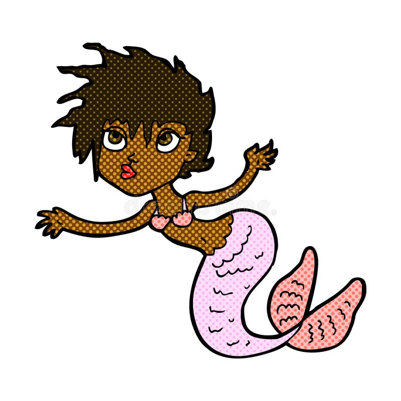 Comic cartoon mermaid stock illustration. Illustration of drawn - 52879420