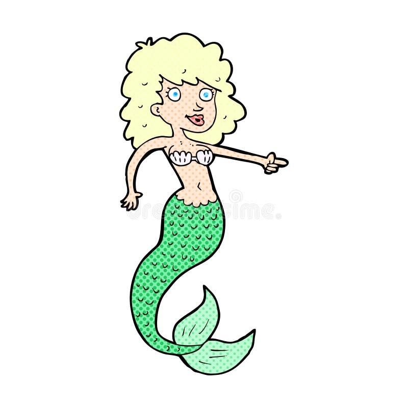 Comic cartoon mermaid stock illustration. Illustration of design - 52913516