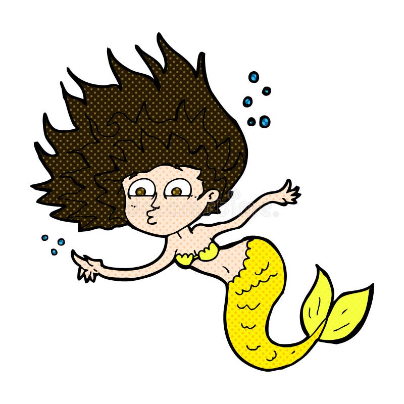 Comic cartoon mermaid stock illustration. Illustration of cartoon ...