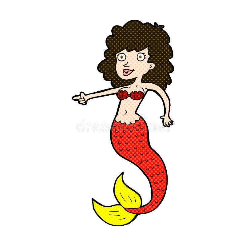 Comic cartoon mermaid stock illustration. Illustration of drawn - 52953297