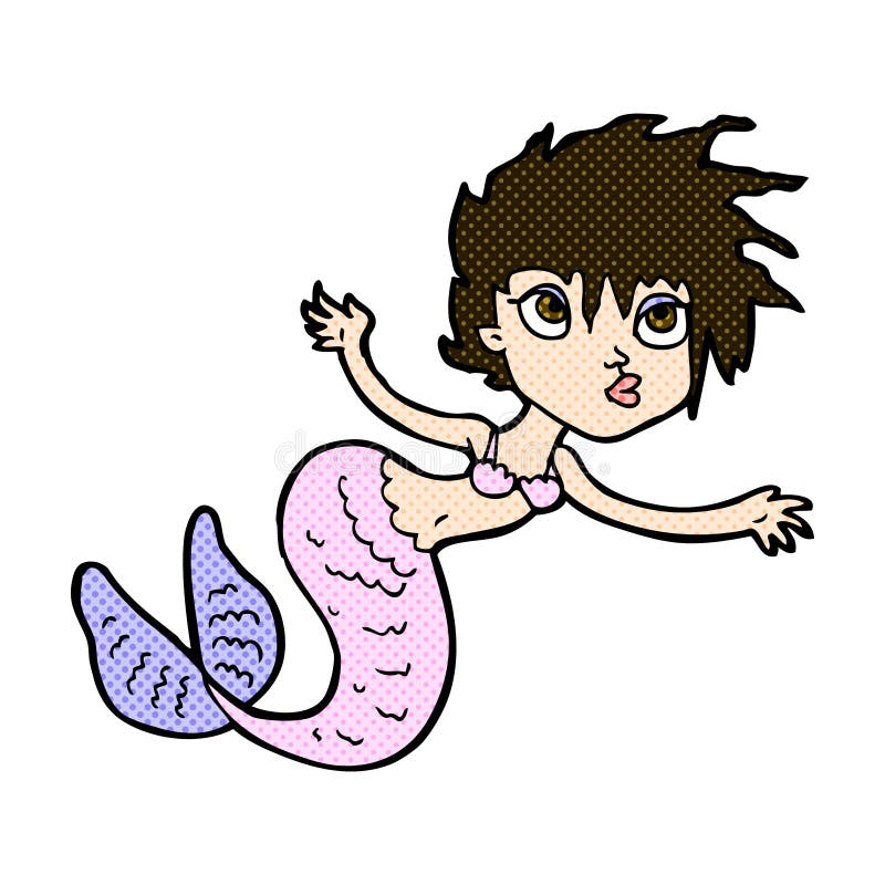 Comic cartoon mermaid stock illustration. Illustration of retro - 52953872