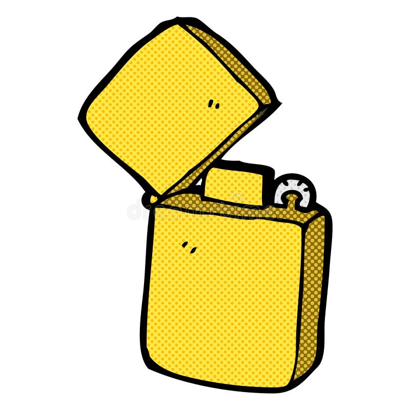 Comic Cartoon Metal Lighter Stock Illustration - Illustration of hand ...