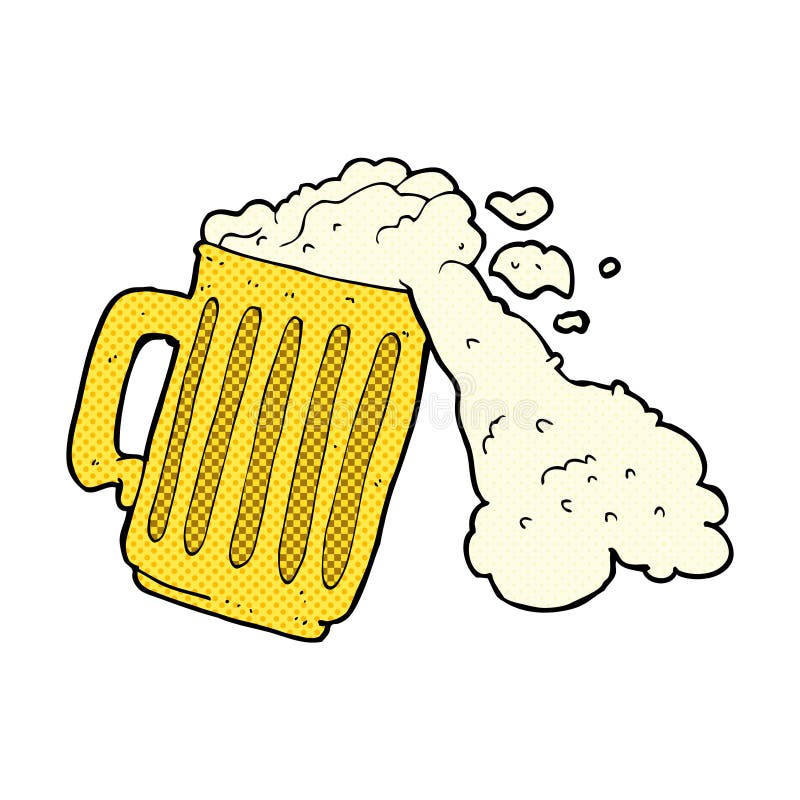 Comic cartoon mug of beer stock illustration. Illustration of happy ...