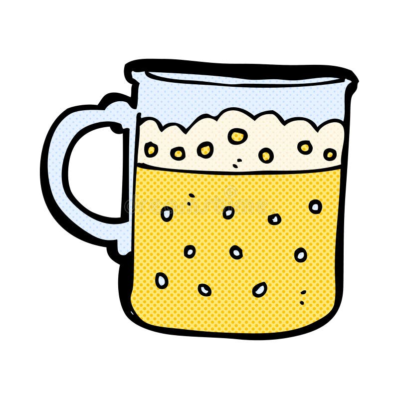 Comic cartoon mug of beer stock illustration. Illustration of drawing ...