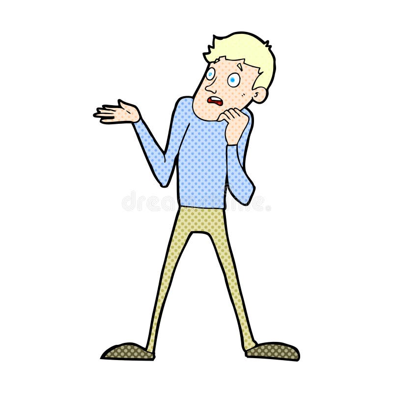 Comic cartoon nervous man stock illustration. Illustration of retro ...