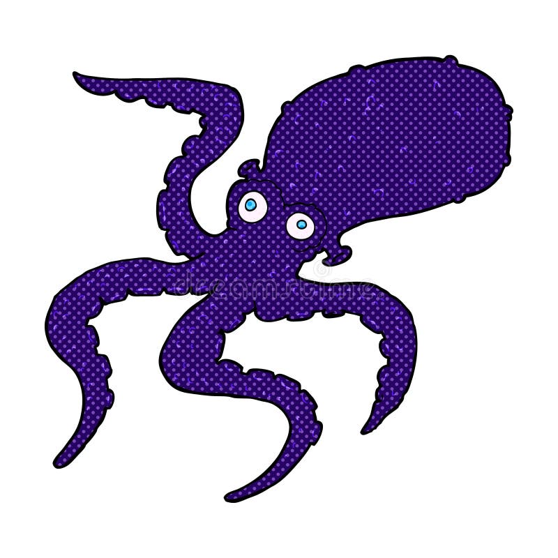 Comic cartoon octopus stock illustration. Illustration of crazy - 52880746