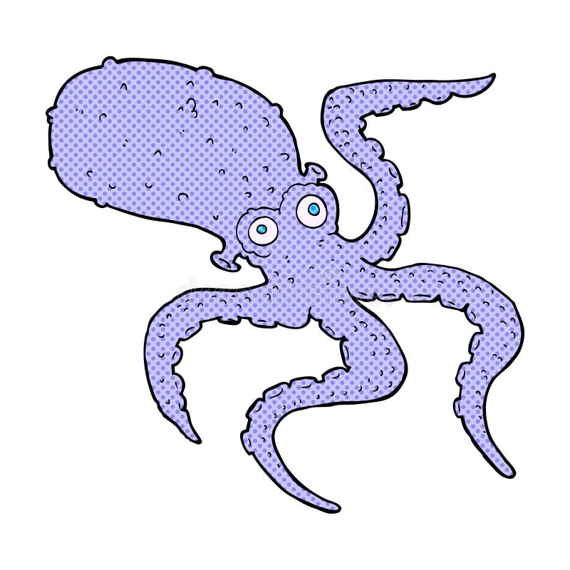 Comic cartoon octopus stock illustration. Illustration of book - 52940312