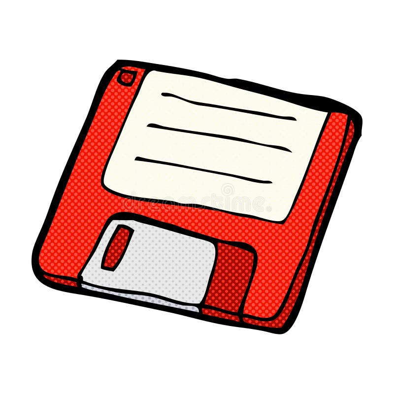 Comic Cartoon Old Computer Disk Stock Illustration - Illustration of ...
