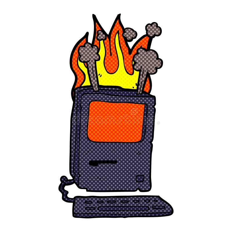 Comic cartoon old computer stock illustration. Illustration of book ...