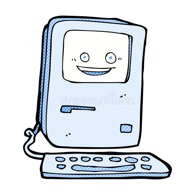 Comic cartoon old computer stock illustration. Illustration of cartoon ...