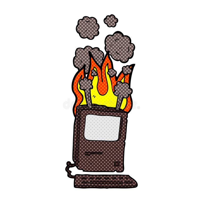 Comic cartoon old computer stock illustration. Illustration of computer ...