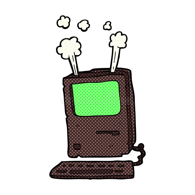 Comic cartoon old computer stock illustration. Illustration of ...