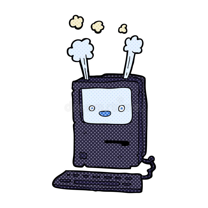 Comic cartoon old computer stock illustration. Illustration of hand ...