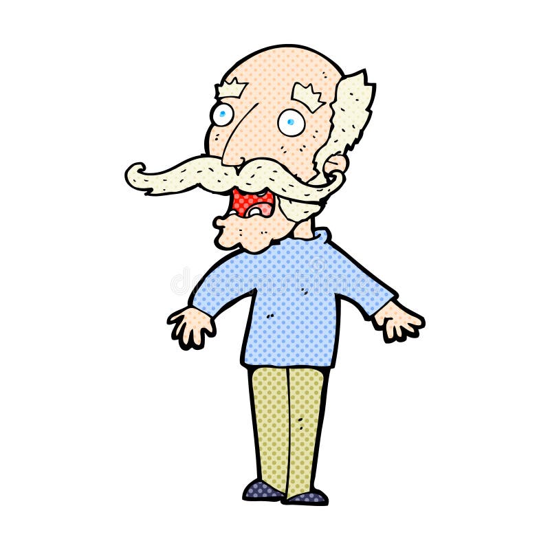 Comic Cartoon Old Man Gasping in Surprise Stock Illustration ...