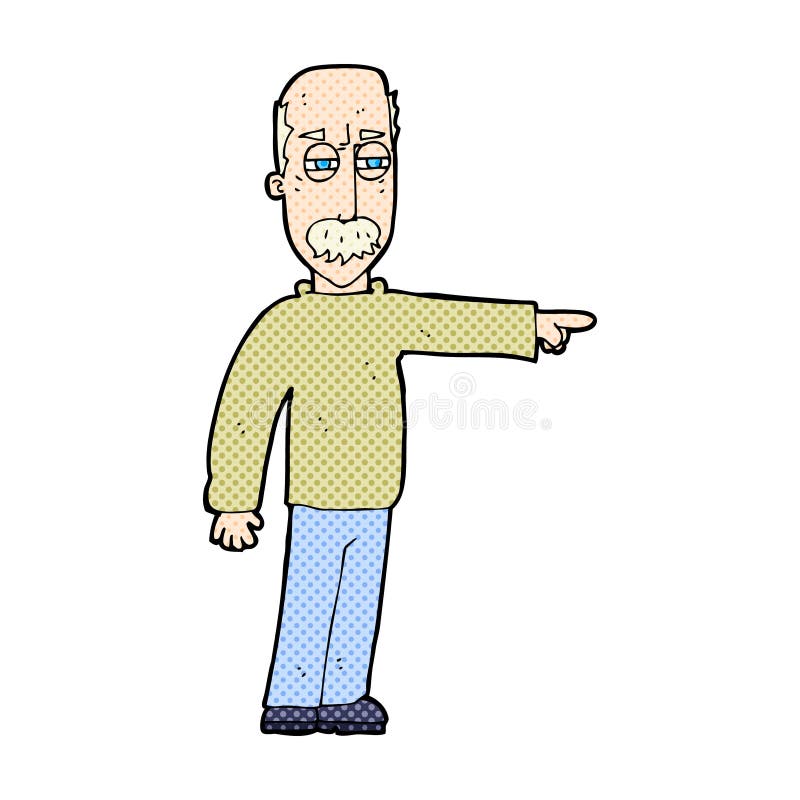 Comic Cartoon Old Man Gesturing Get Out! Stock Illustration ...