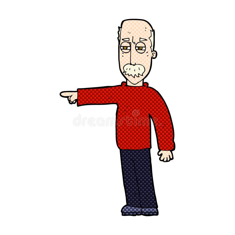 Comic Cartoon Old Man Gesturing Get Out! Stock Illustration ...