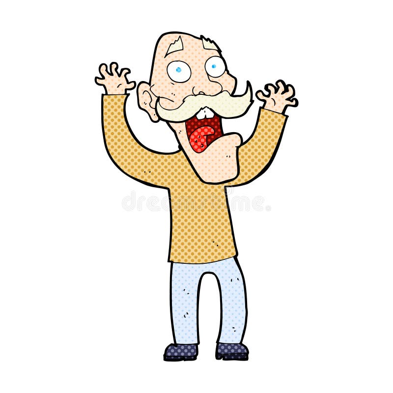 Comic Cartoon Old Man Getting a Fright Stock Illustration ...