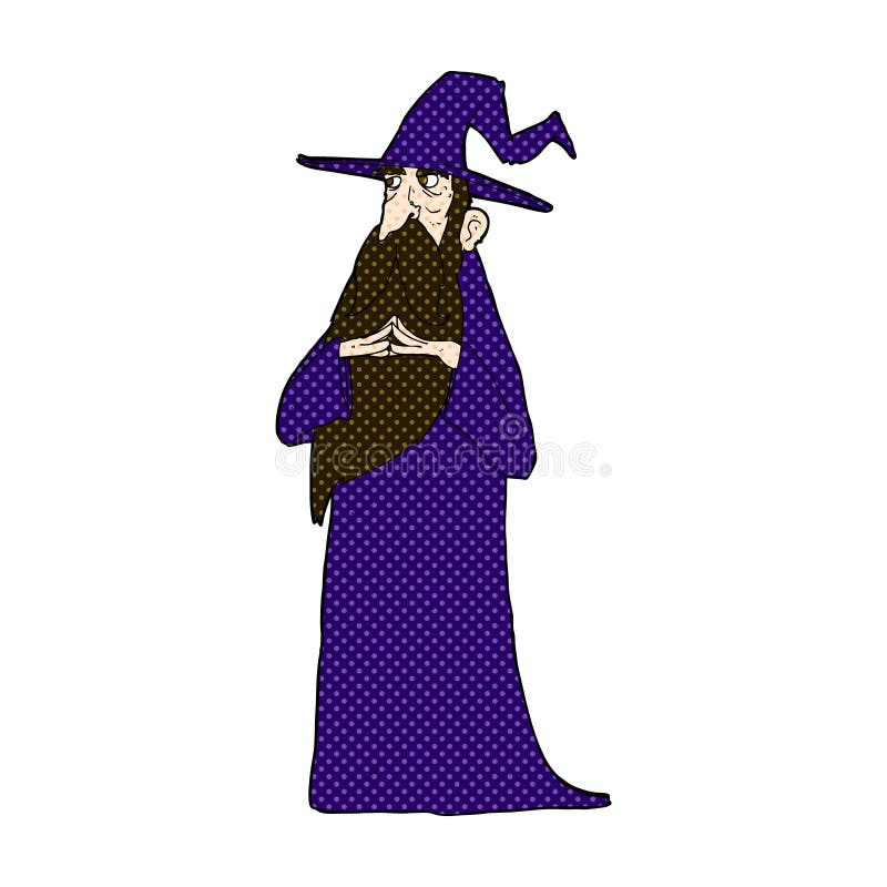 Comic cartoon old wizard stock illustration. Illustration of drawing ...