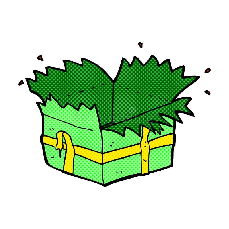 Comic cartoon open present stock illustration. Illustration of book ...