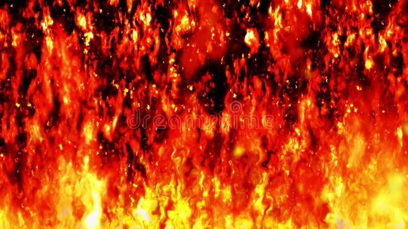 Comic Cartoon Pattern of Burning Fire Flames on Black Background ...