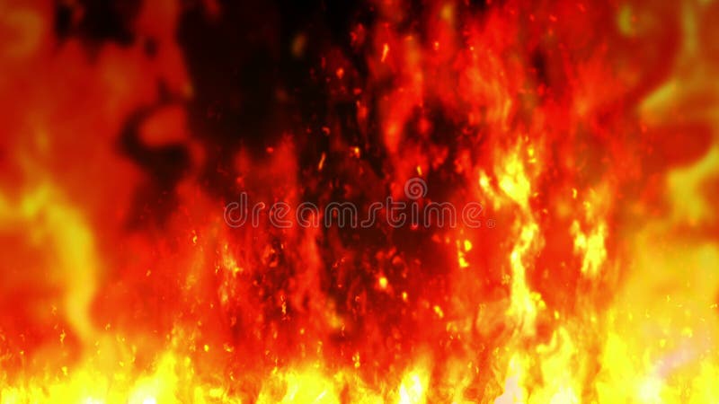 Comic Cartoon Pattern of Burning Fire Flames on Black Background ...