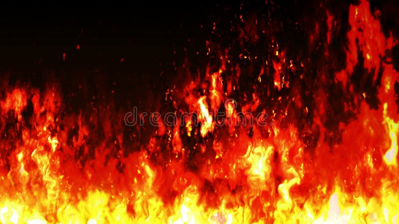 Comic Cartoon Pattern of Burning Fire Flames on Black Background ...