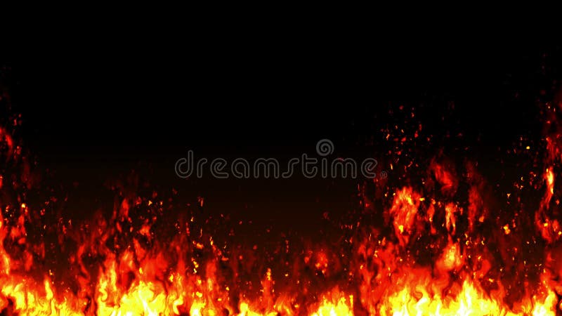 Comic Cartoon Pattern of Burning Fire Flames on Black Background ...