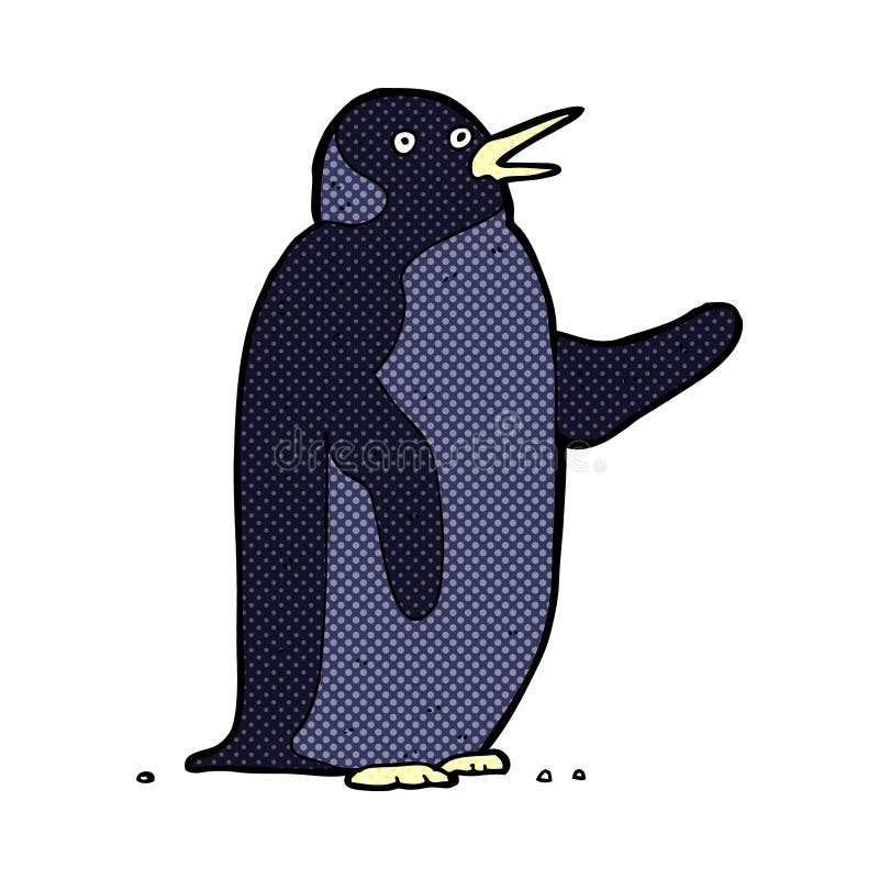 Comic Cartoon Penguin Waving Stock Illustration - Illustration of ...