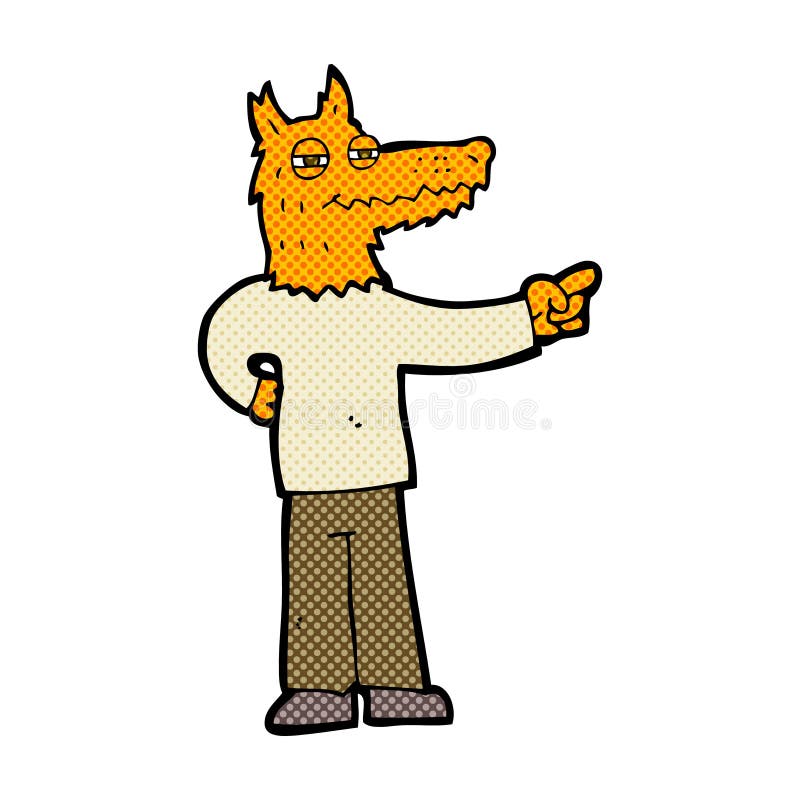 Comic Cartoon Pointing Fox Man Stock Illustration - Illustration of ...
