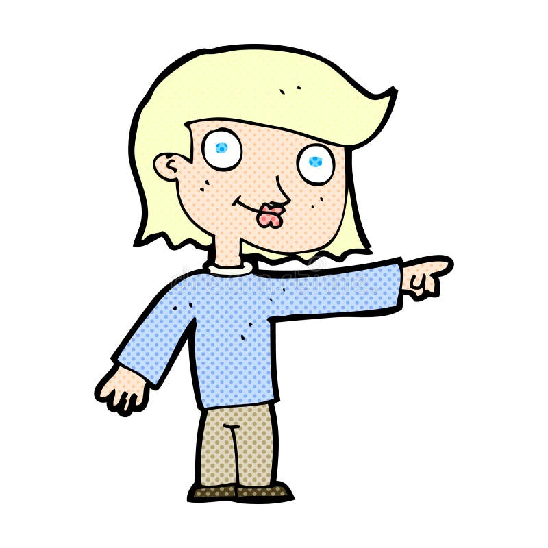 Comic Cartoon Pointing Person Stock Illustration - Illustration of ...