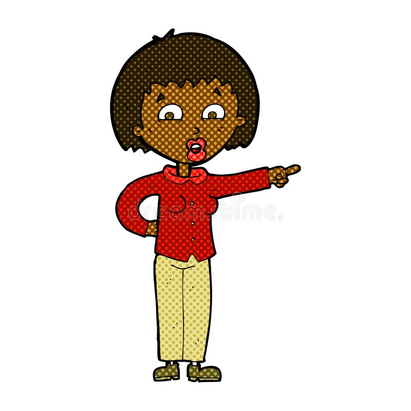 Comic Cartoon Pointing Woman Stock Illustration - Illustration of woman ...