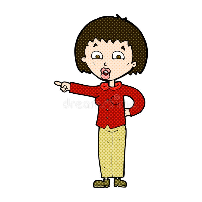Comic Cartoon Pointing Woman Stock Illustration - Illustration of comic ...
