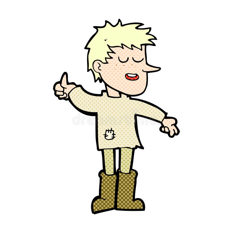 Comic Cartoon Poor Boy with Positive Attitude Stock Illustration ...