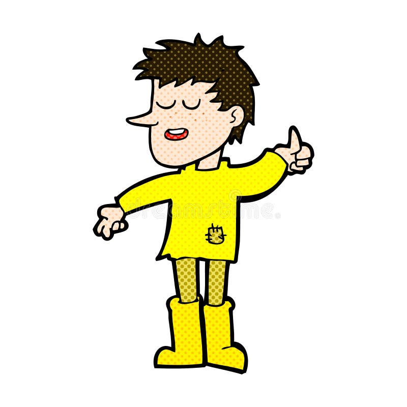 Comic Cartoon Poor Boy with Positive Attitude Stock Illustration ...