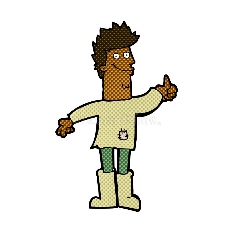 Cartoon Positive Thinking Man in Rags Stock Illustration - Illustration ...