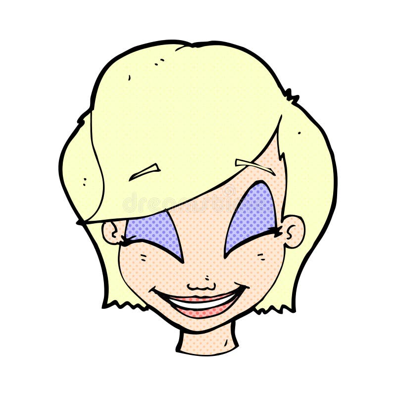 Comic Cartoon Pretty Female Face Stock Illustration - Illustration of ...
