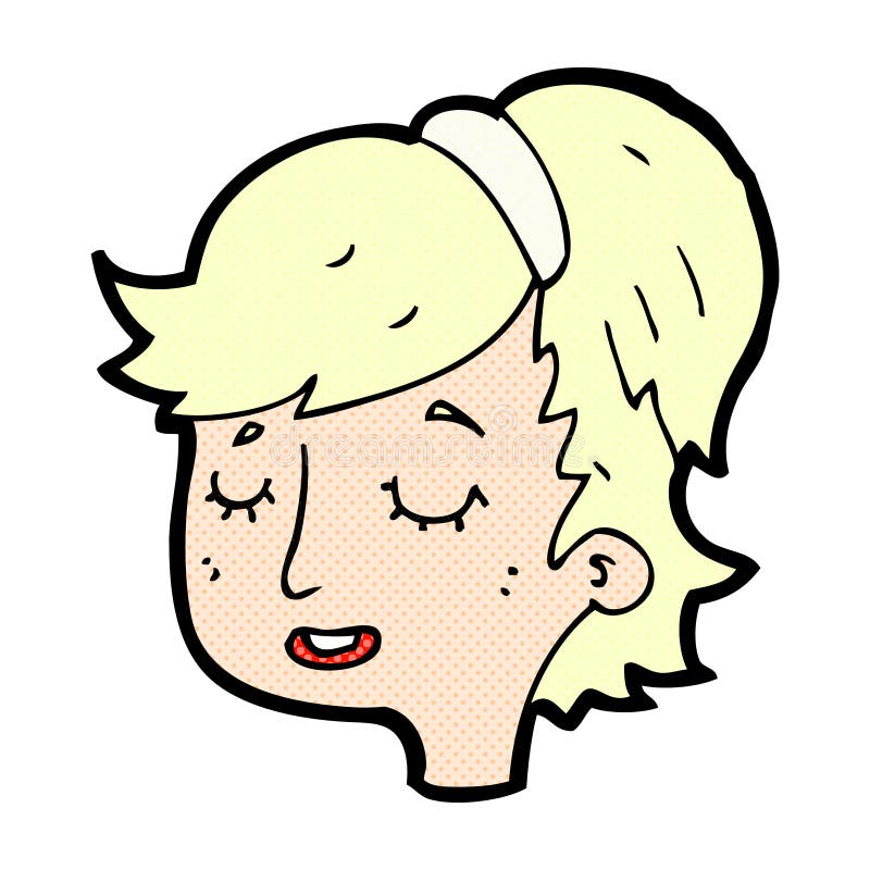 Comic Cartoon Pretty Female Face Stock Illustration - Illustration of ...