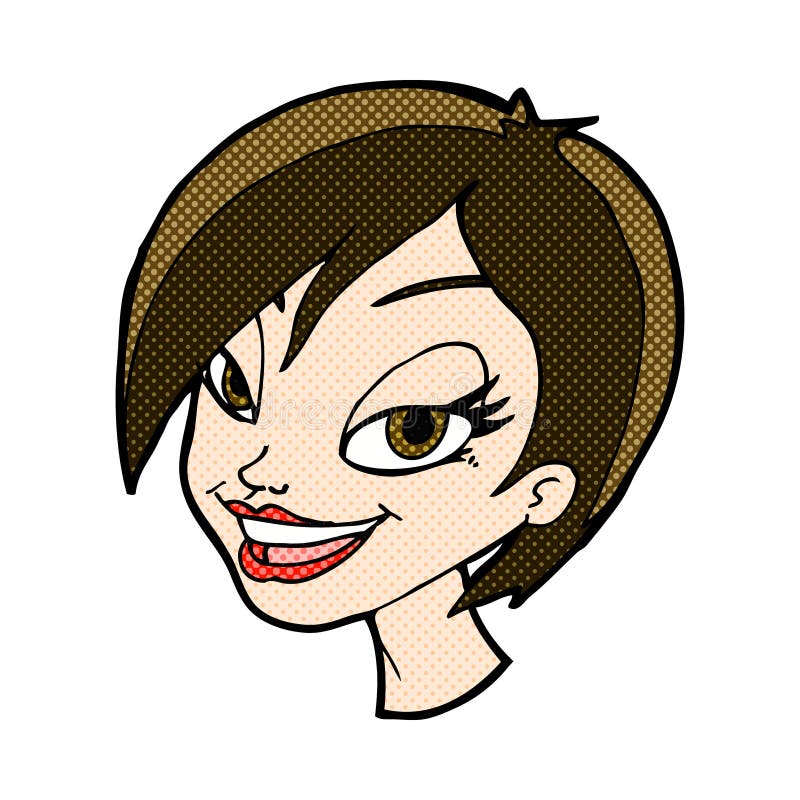 Comic Cartoon Pretty Female Face Stock Illustration - Illustration of ...
