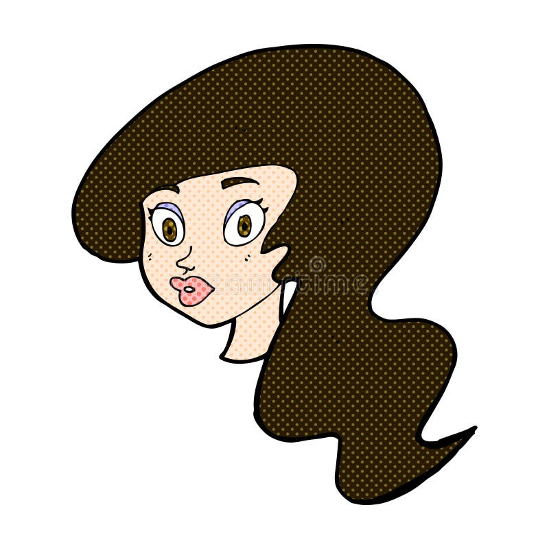 Comic Cartoon Pretty Female Face Stock Illustration - Illustration of ...