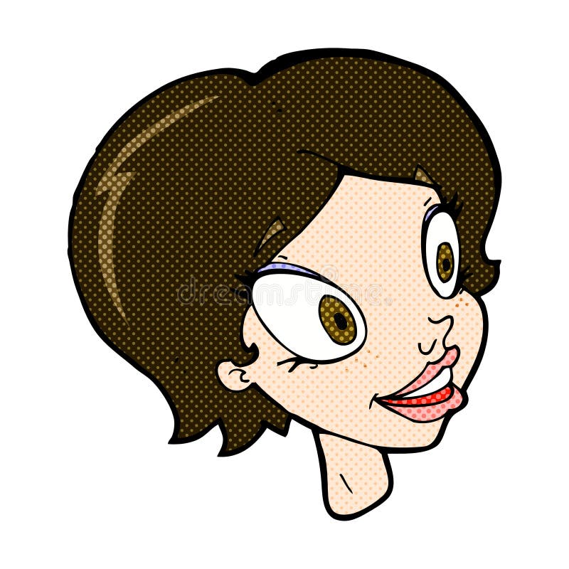 Comic Cartoon Pretty Female Face Stock Illustration - Illustration of ...