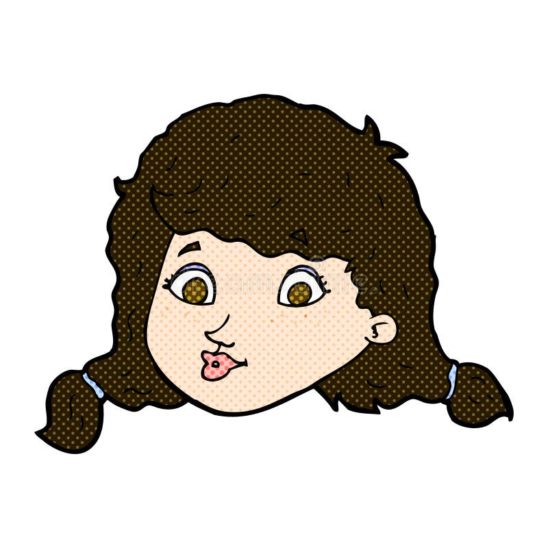 Comic Cartoon Pretty Female Face Stock Illustration - Illustration of ...