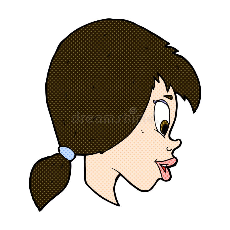 Comic Cartoon Pretty Female Face Stock Illustration - Illustration of ...