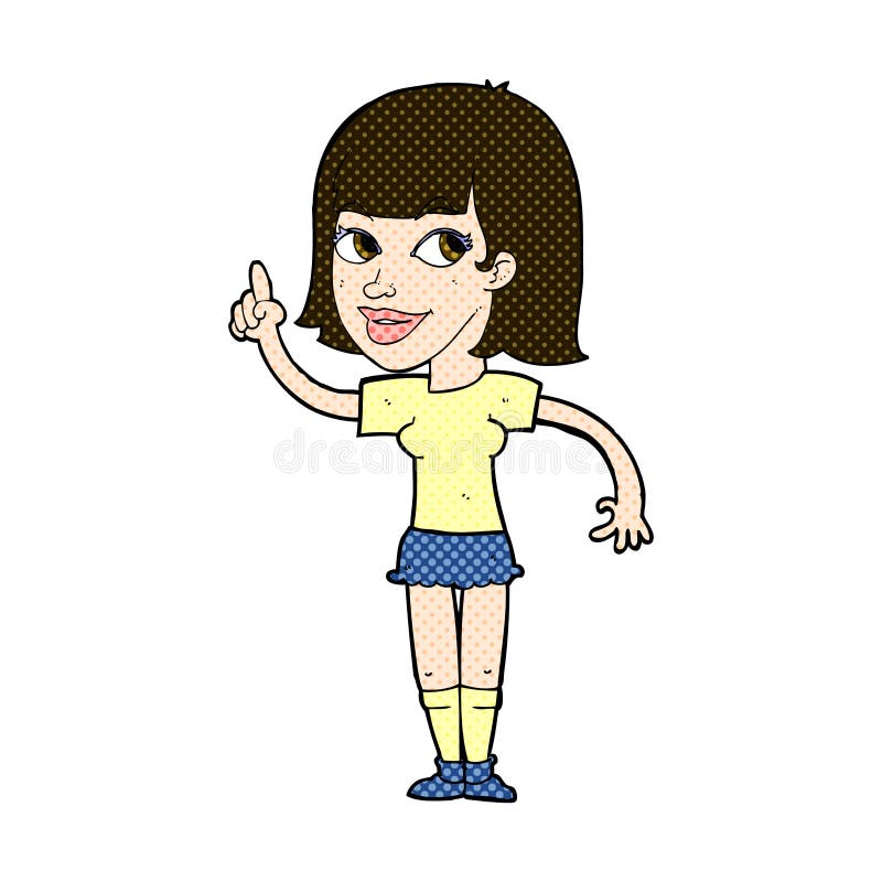 Comic Cartoon Pretty Girl with Idea Stock Illustration - Illustration ...