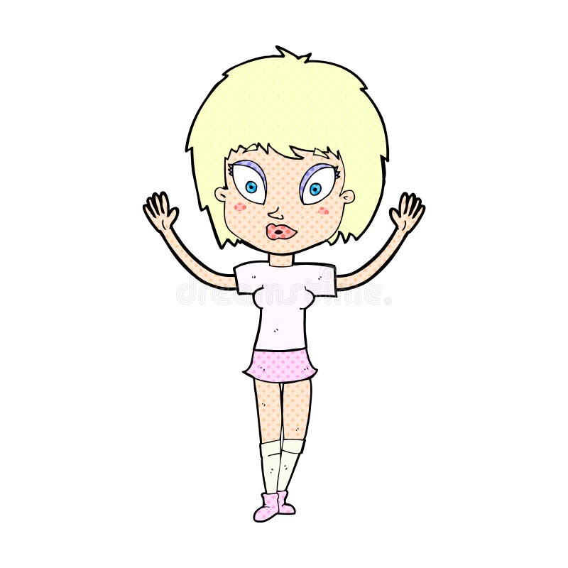 Comic cartoon pretty girl stock illustration. Illustration of clip ...