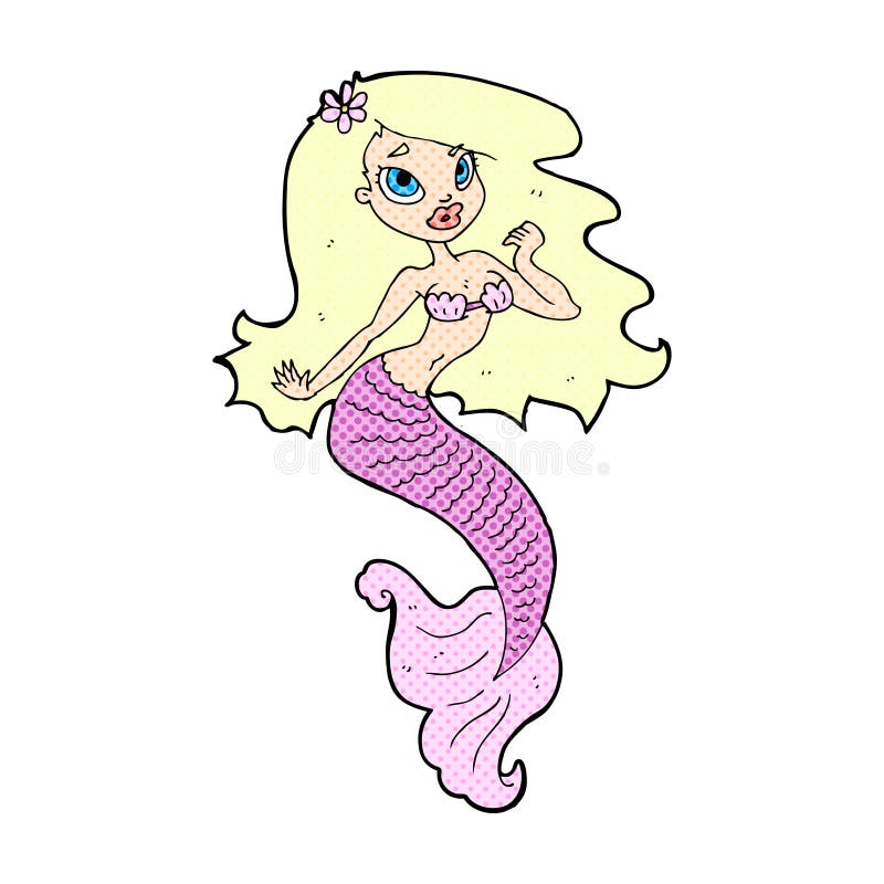 Comic Cartoon Pretty Mermaid Stock Illustration - Illustration of ...